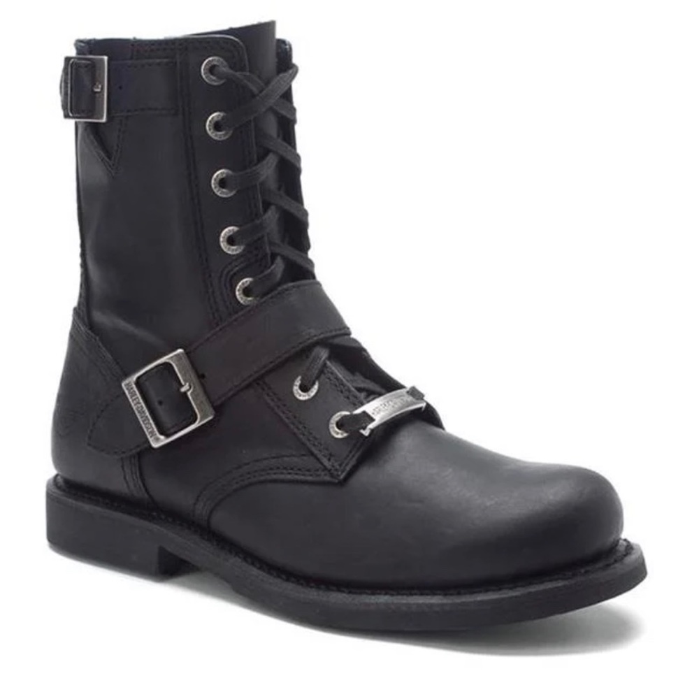 Harley Davidson Black Leather 8”Ranger Buckle Boots - Gem